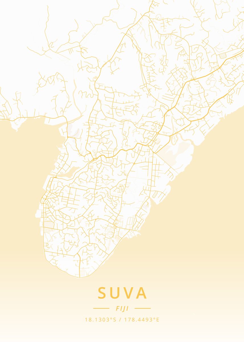 'Suva Fiji' Poster, picture, metal print, paint by Designer Map Art ...