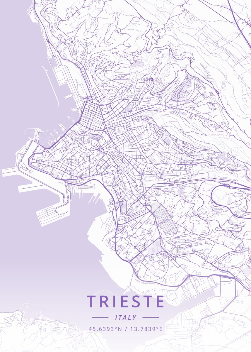 'Trieste Italy' Poster, picture, metal print, paint by Designer Map Art ...