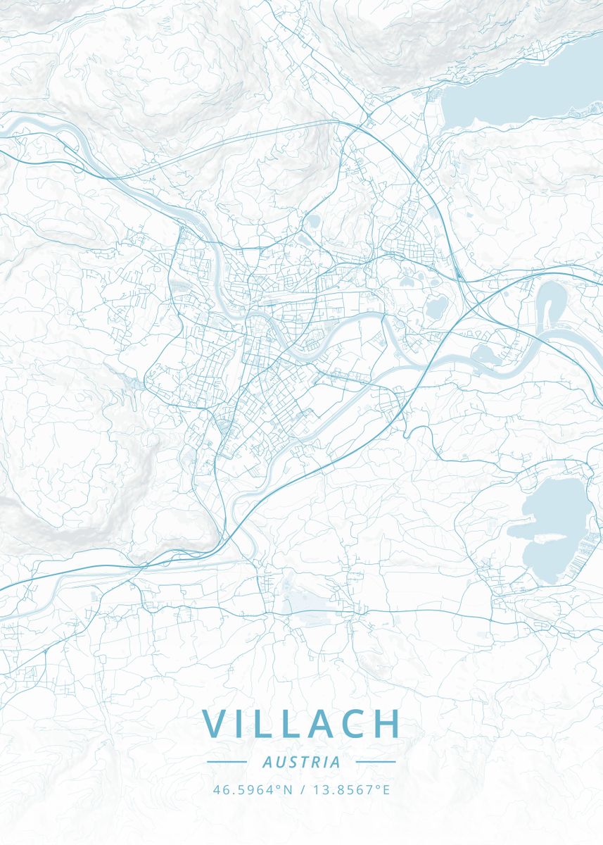 'Villach Austria' Poster by Designer Map Art | Displate
