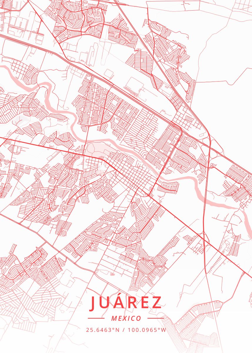 'Juarez Mexico' Poster, picture, metal print, paint by Designer Map Art ...