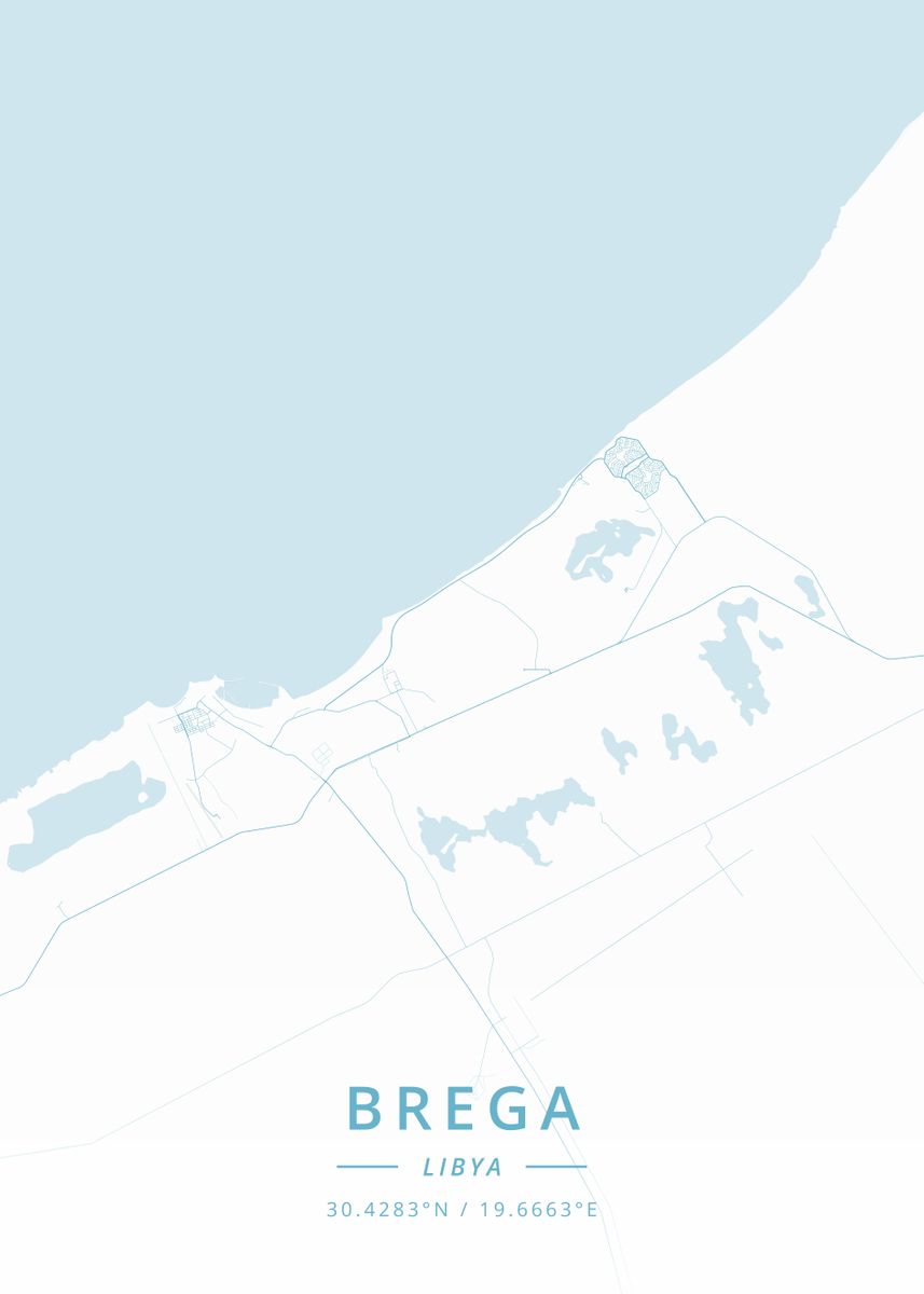 'Brega Libya' Poster, picture, metal print, paint by Designer Map Art ...