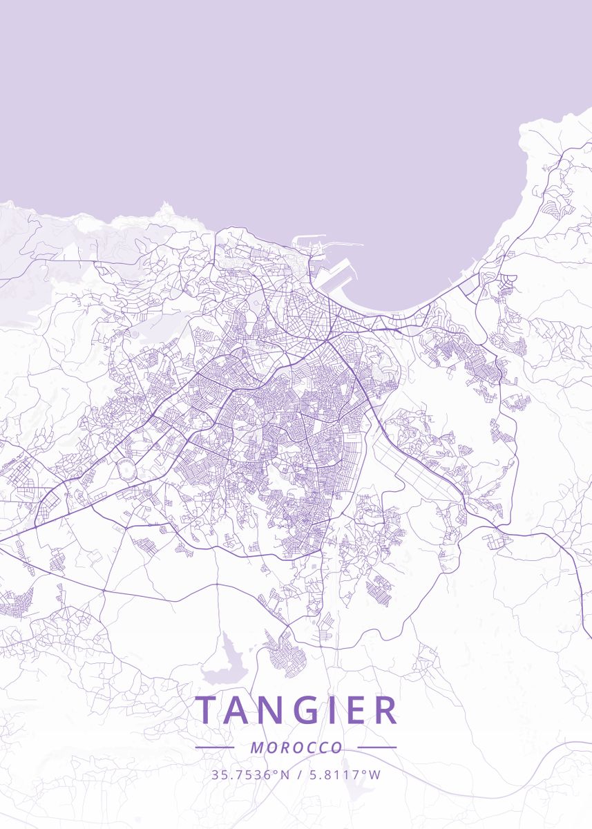 'Tangier Morocco' Poster, picture, metal print, paint by Designer Map ...