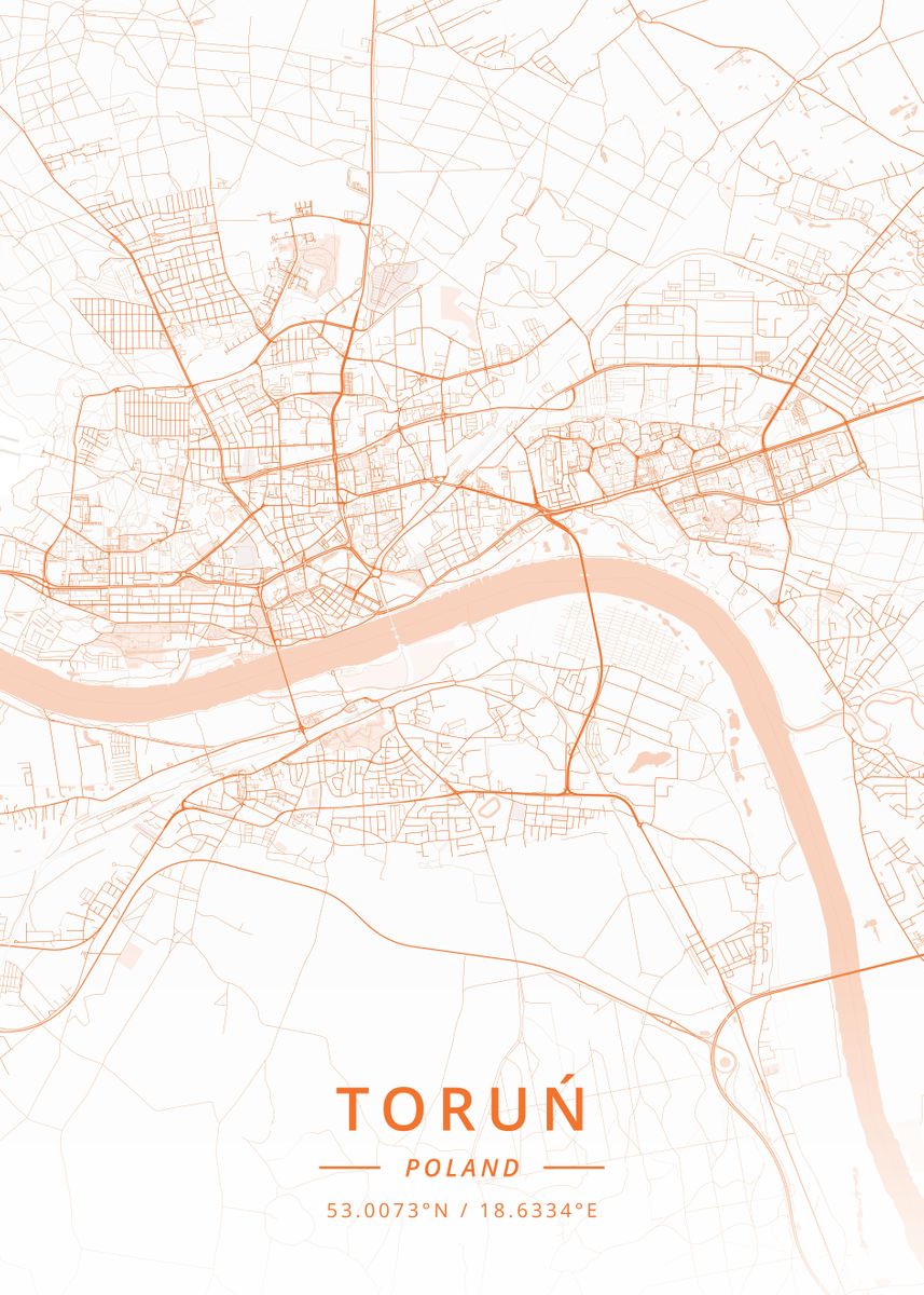 'Torun Poland' Poster, picture, metal print, paint by Designer Map Art ...