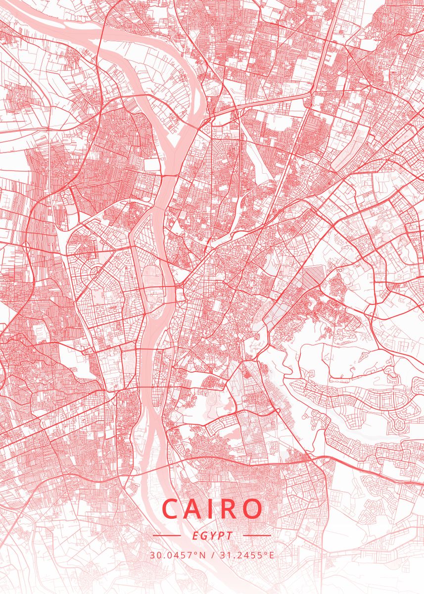 'Cairo Egypt' Poster, picture, metal print, paint by Designer Map Art ...
