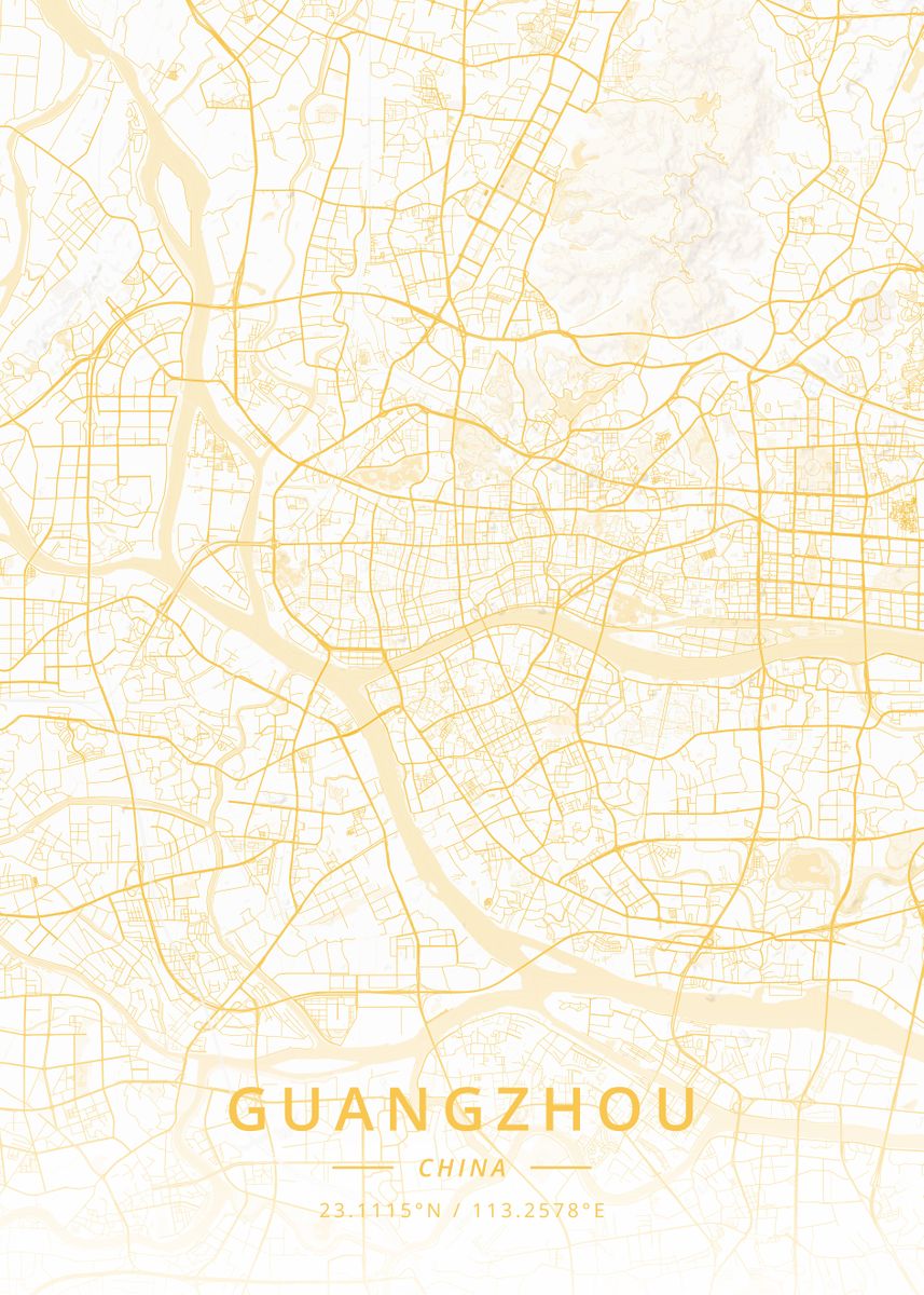 'Guangzhou China' Poster, picture, metal print, paint by Designer Map ...