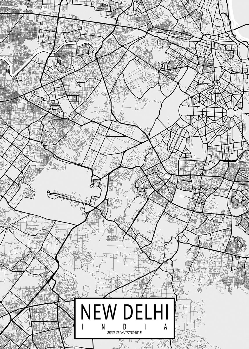 'New Delhi City Map Light' Poster by deMAP Studio | Displate