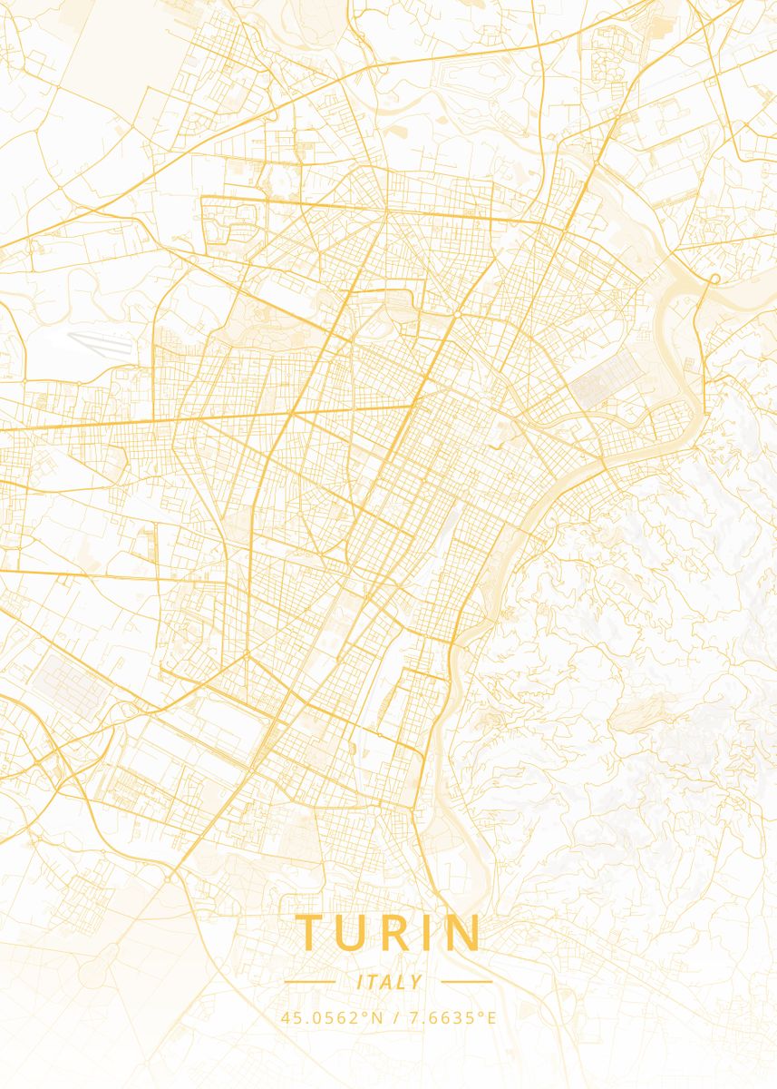'Turin Italy' Poster, picture, metal print, paint by Designer Map Art ...