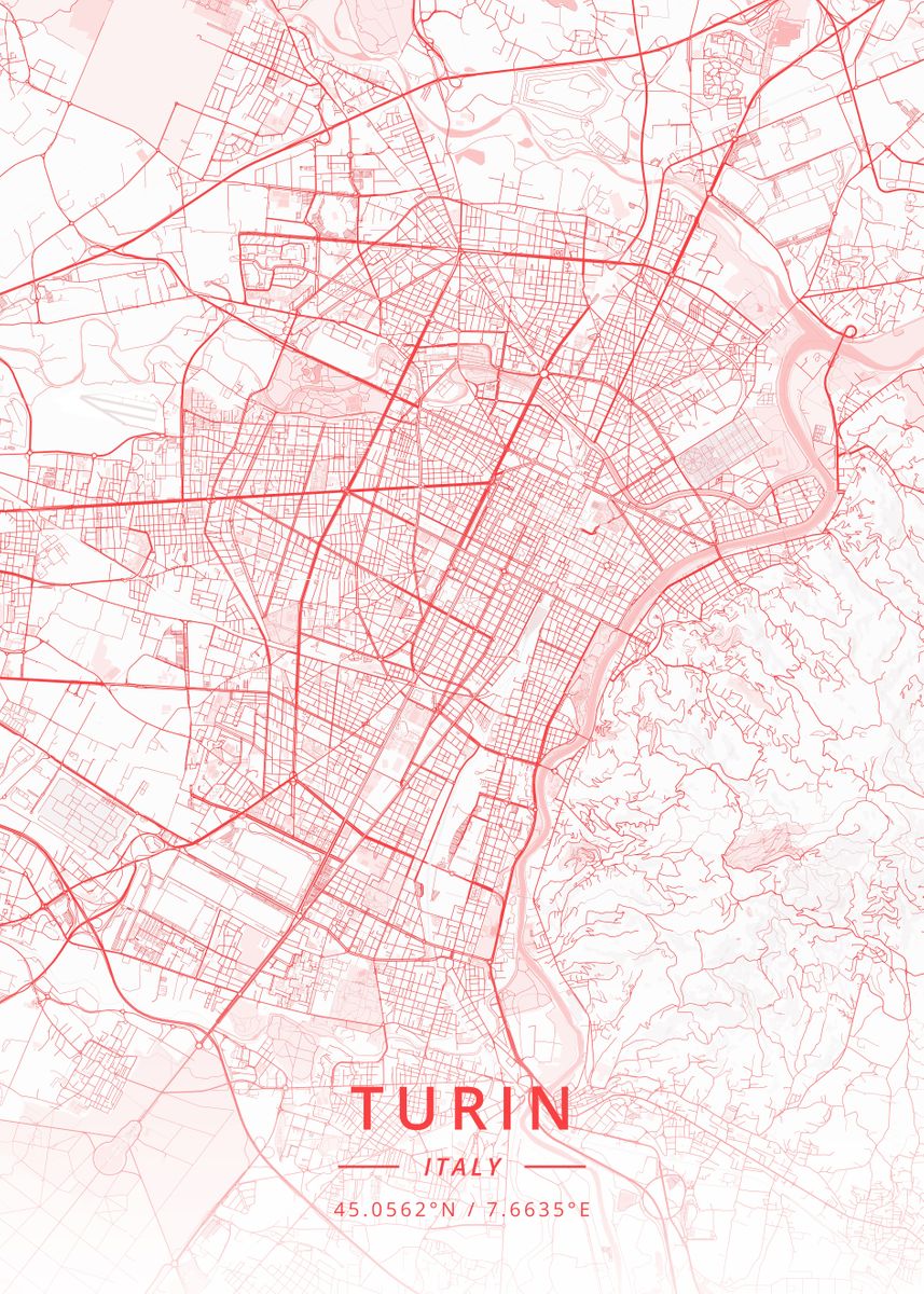 'Turin Italy' Poster, picture, metal print, paint by Designer Map Art ...