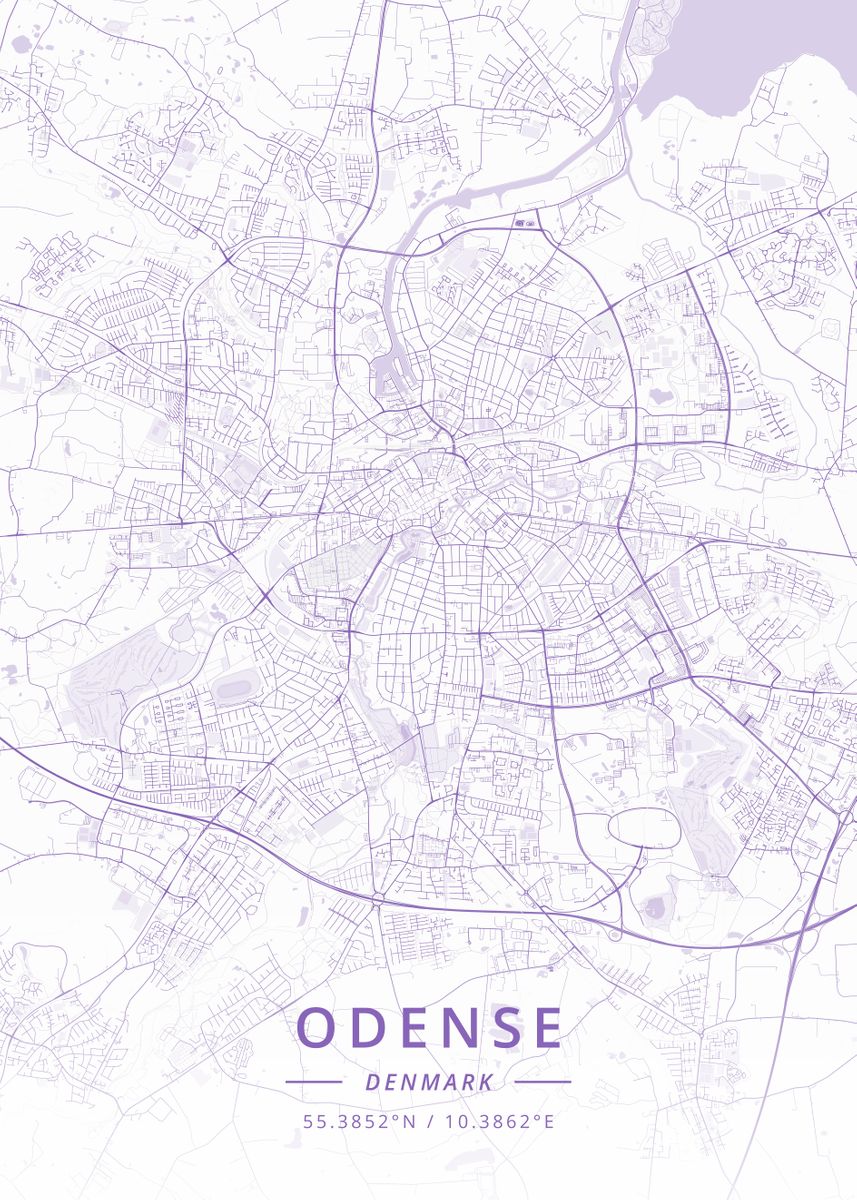 'Odense Denmark' Poster, picture, metal print, paint by Designer Map ...