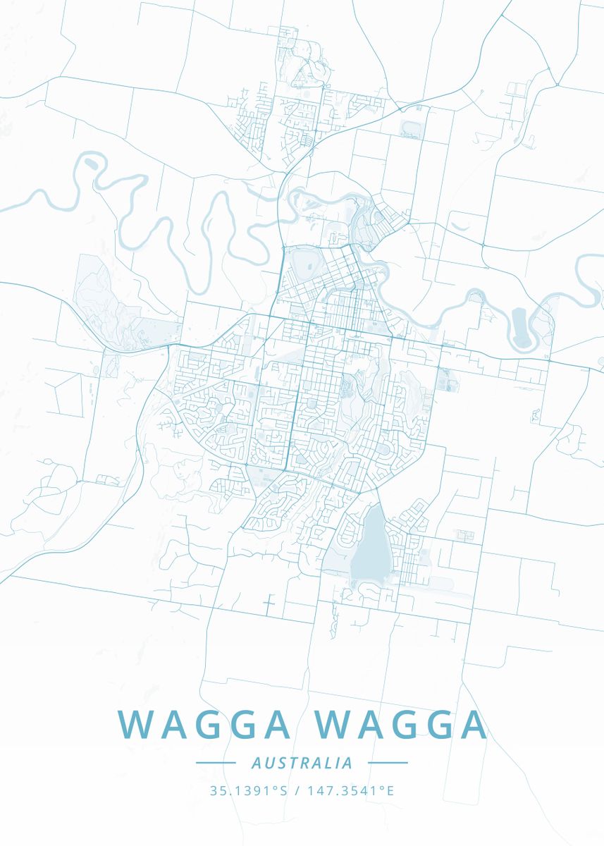 'Wagga Wagga Australia' Poster by Designer Map Art | Displate