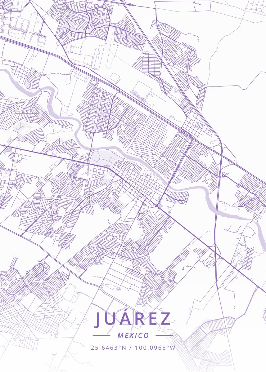 'Juarez Mexico' Poster, picture, metal print, paint by Designer Map Art ...