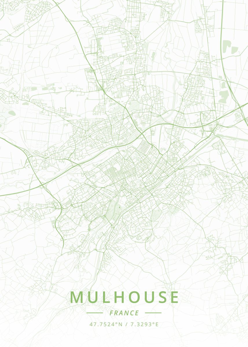 'Mulhouse France' Poster, picture, metal print, paint by Designer Map ...