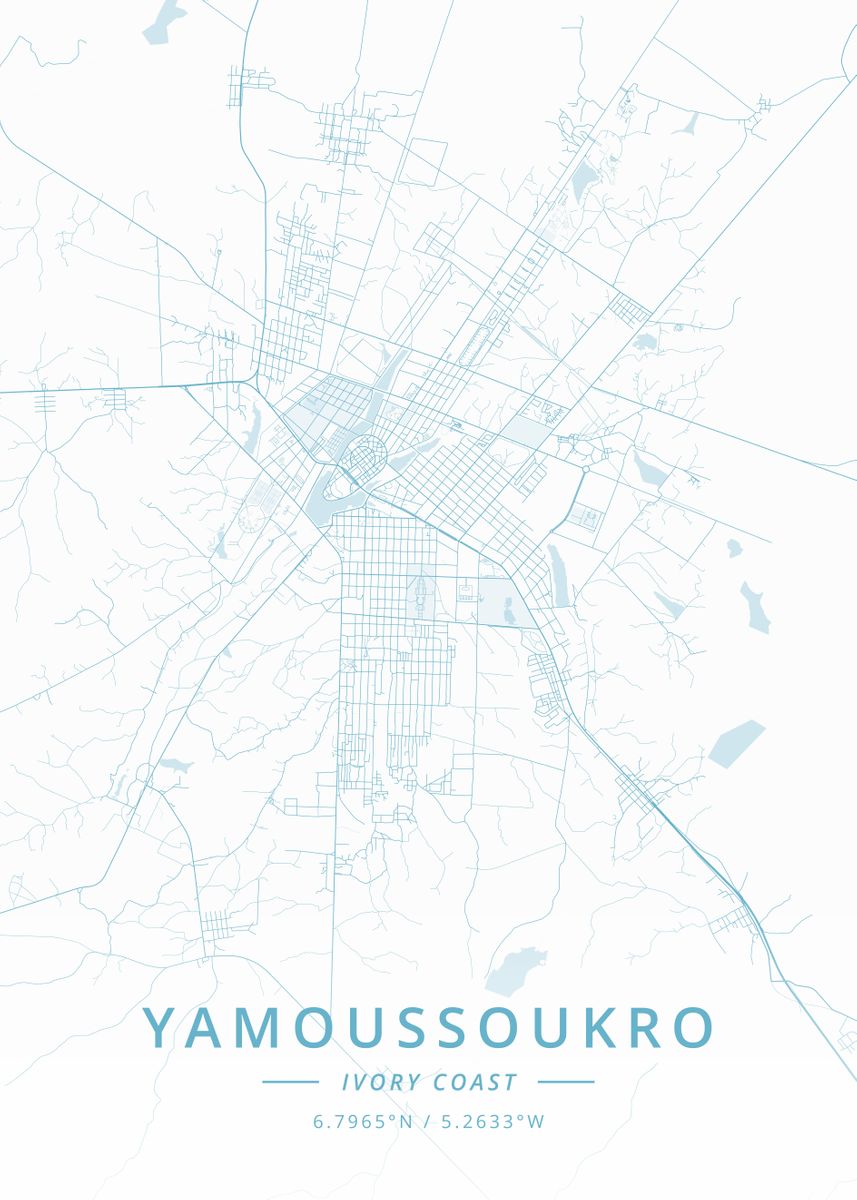 'Yamoussoukro Ivory Coast' Poster by Designer Map Art | Displate