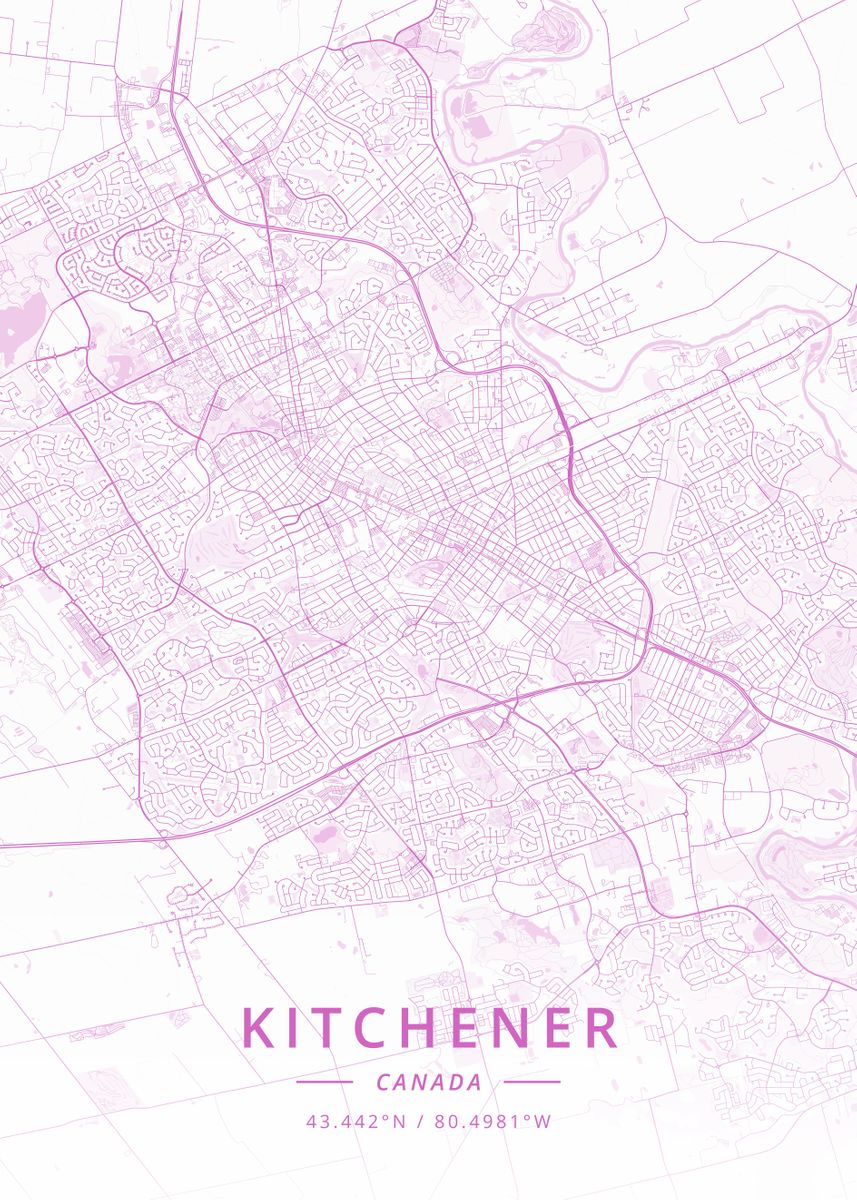 'Kitchener Canada' Poster, picture, metal print, paint by Designer Map ...