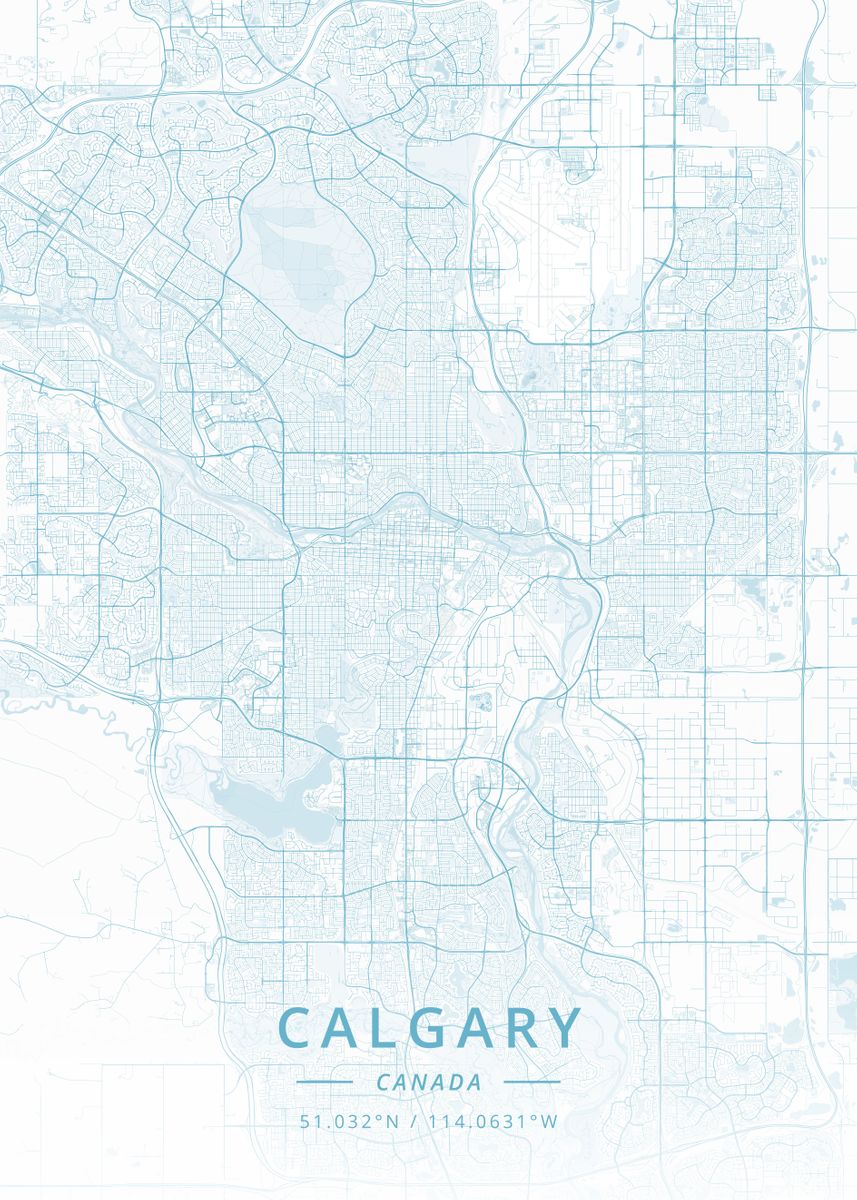 'Calgary Canada' Poster, picture, metal print, paint by Designer Map ...