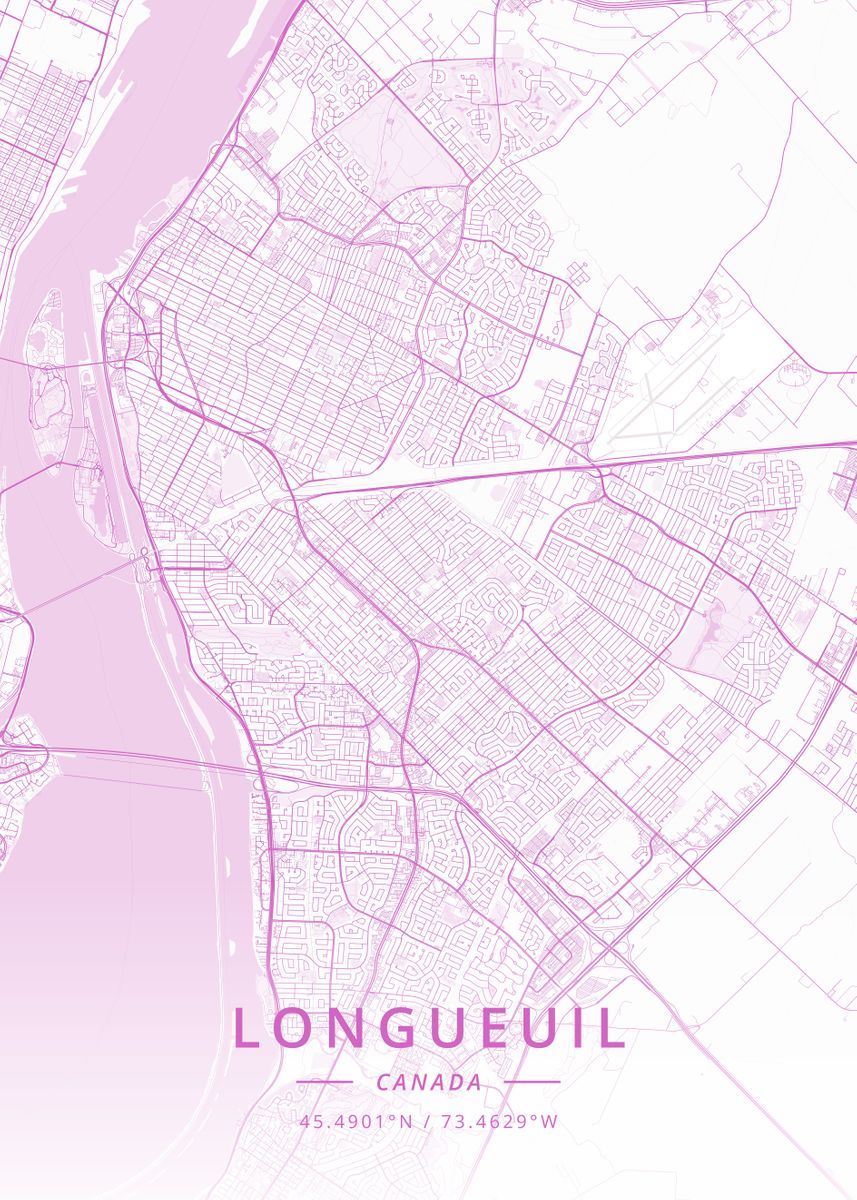 'Longueuil Canada' Poster, picture, metal print, paint by Designer Map ...