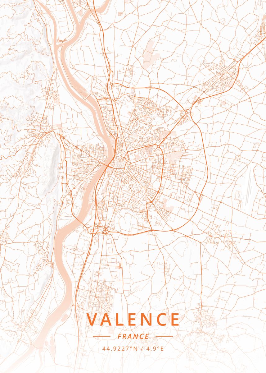 'Valence France' Poster, picture, metal print, paint by Designer Map ...