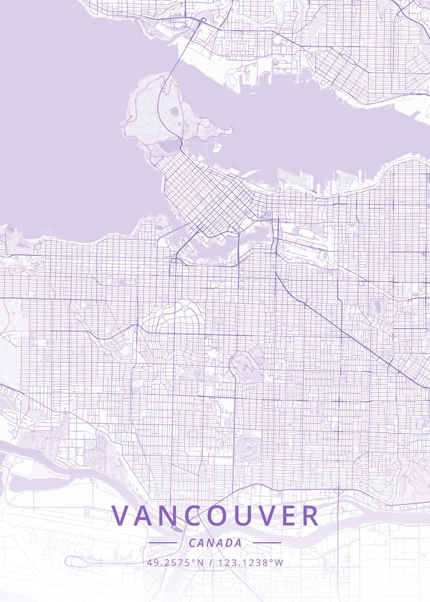 'Vancouver Canada' Poster, picture, metal print, paint by Designer Map ...