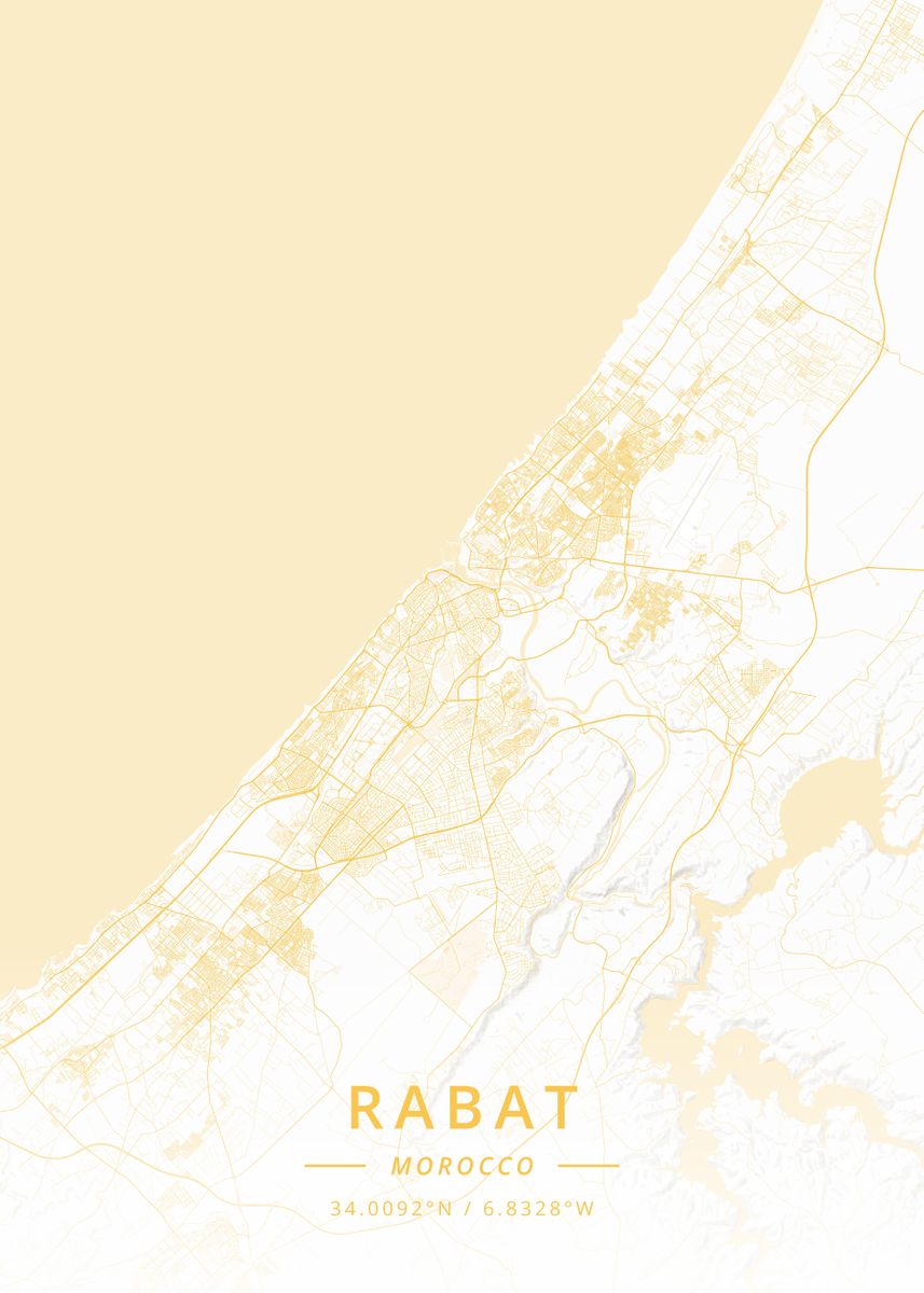 'Rabat Morocco' Poster, picture, metal print, paint by Designer Map Art ...