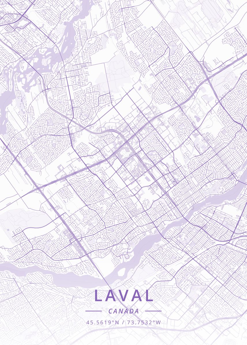 'Laval Canada' Poster, picture, metal print, paint by Designer Map Art ...