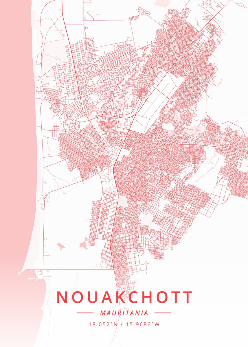 'Nouakchott Mauritania' Poster by Designer Map Art | Displate