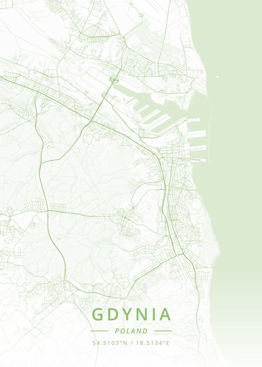'Gdynia Poland' Poster, picture, metal print, paint by Designer Map Art ...