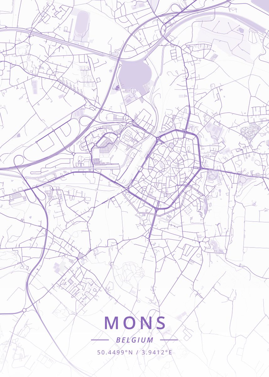 'Mons Belgium' Poster by Designer Map Art | Displate