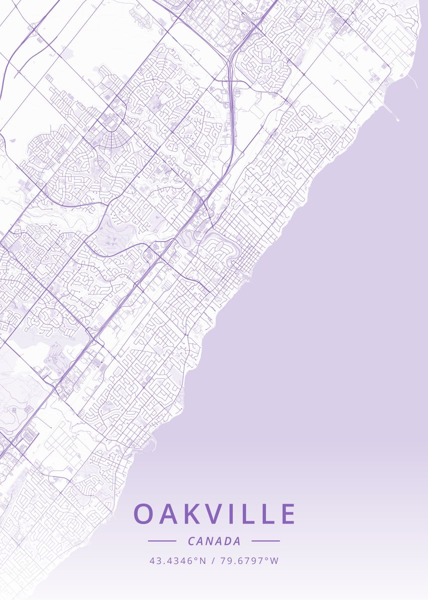 'Oakville Canada' Poster, picture, metal print, paint by Designer Map ...