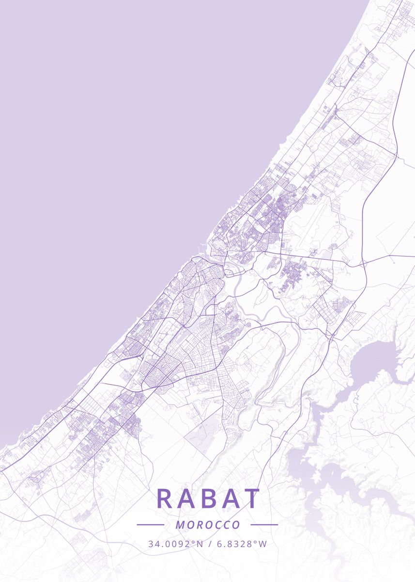 'Rabat Morocco' Poster, picture, metal print, paint by Designer Map Art ...