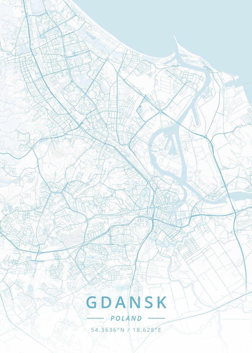 'Gdansk Poland' Poster, picture, metal print, paint by Designer Map Art ...