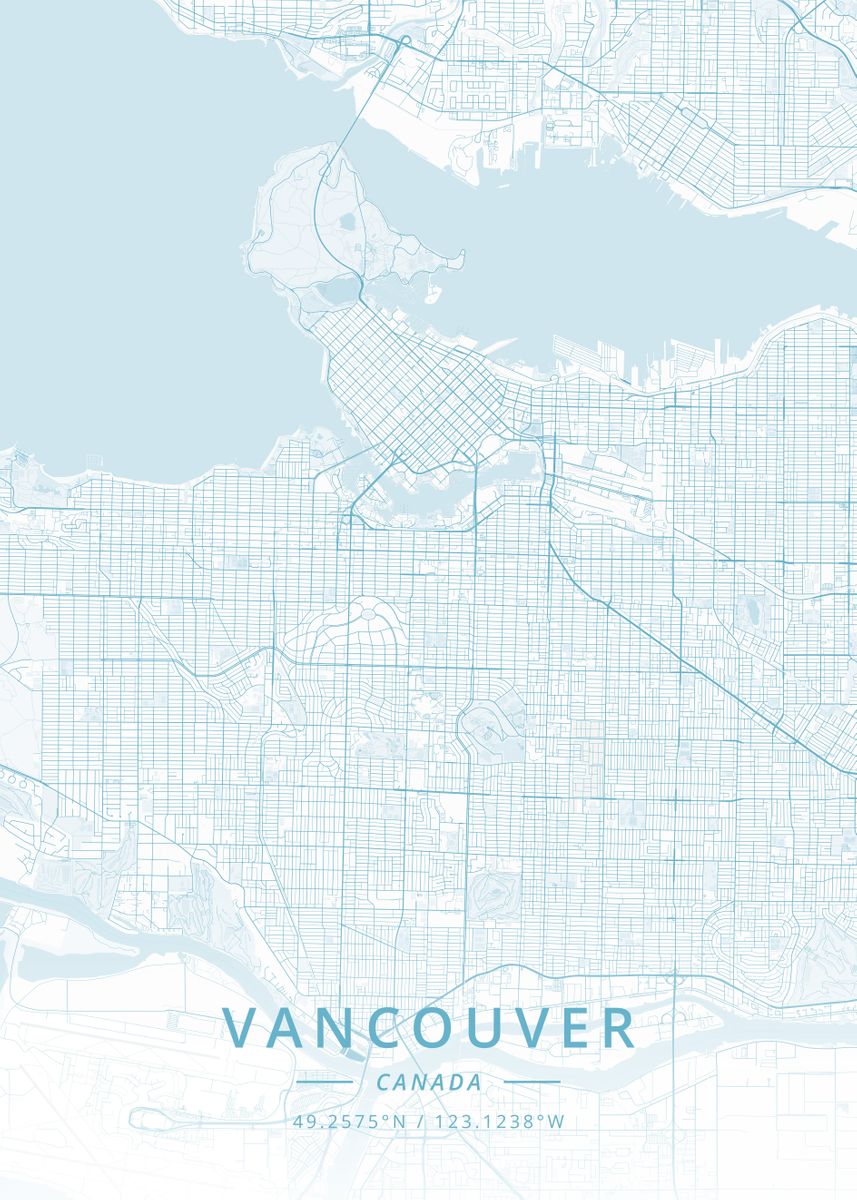 'Vancouver Canada' Poster, picture, metal print, paint by Designer Map ...