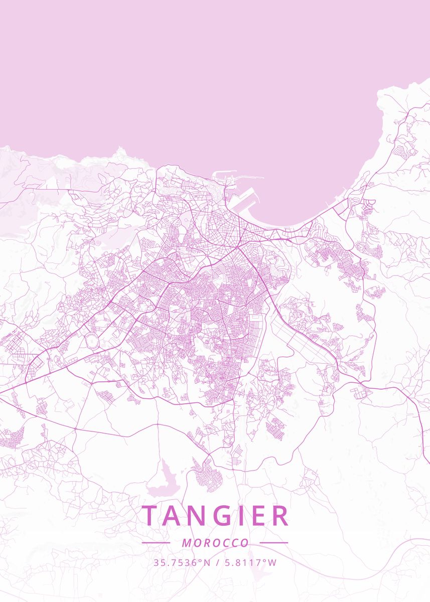 'Tangier Morocco' Poster, picture, metal print, paint by Designer Map ...