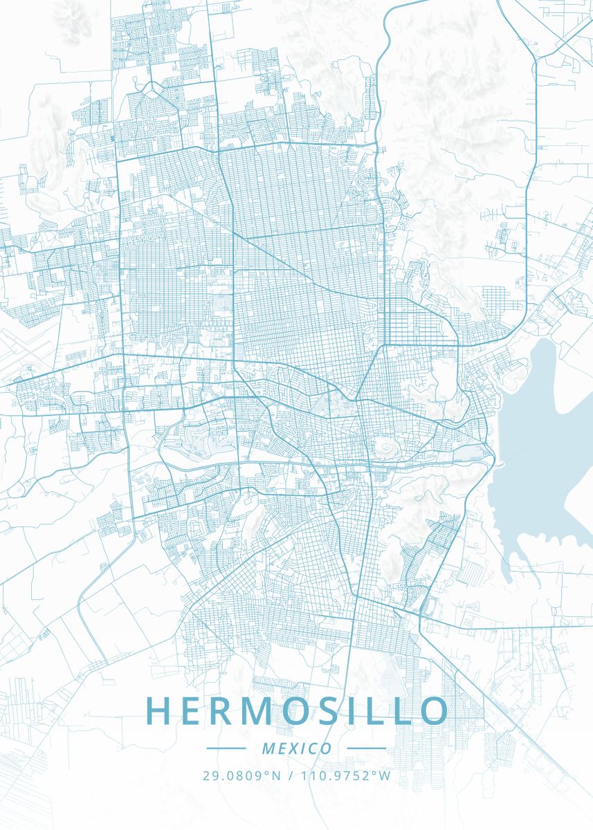 'Hermosillo Mexico' Poster, picture, metal print, paint by Designer Map ...
