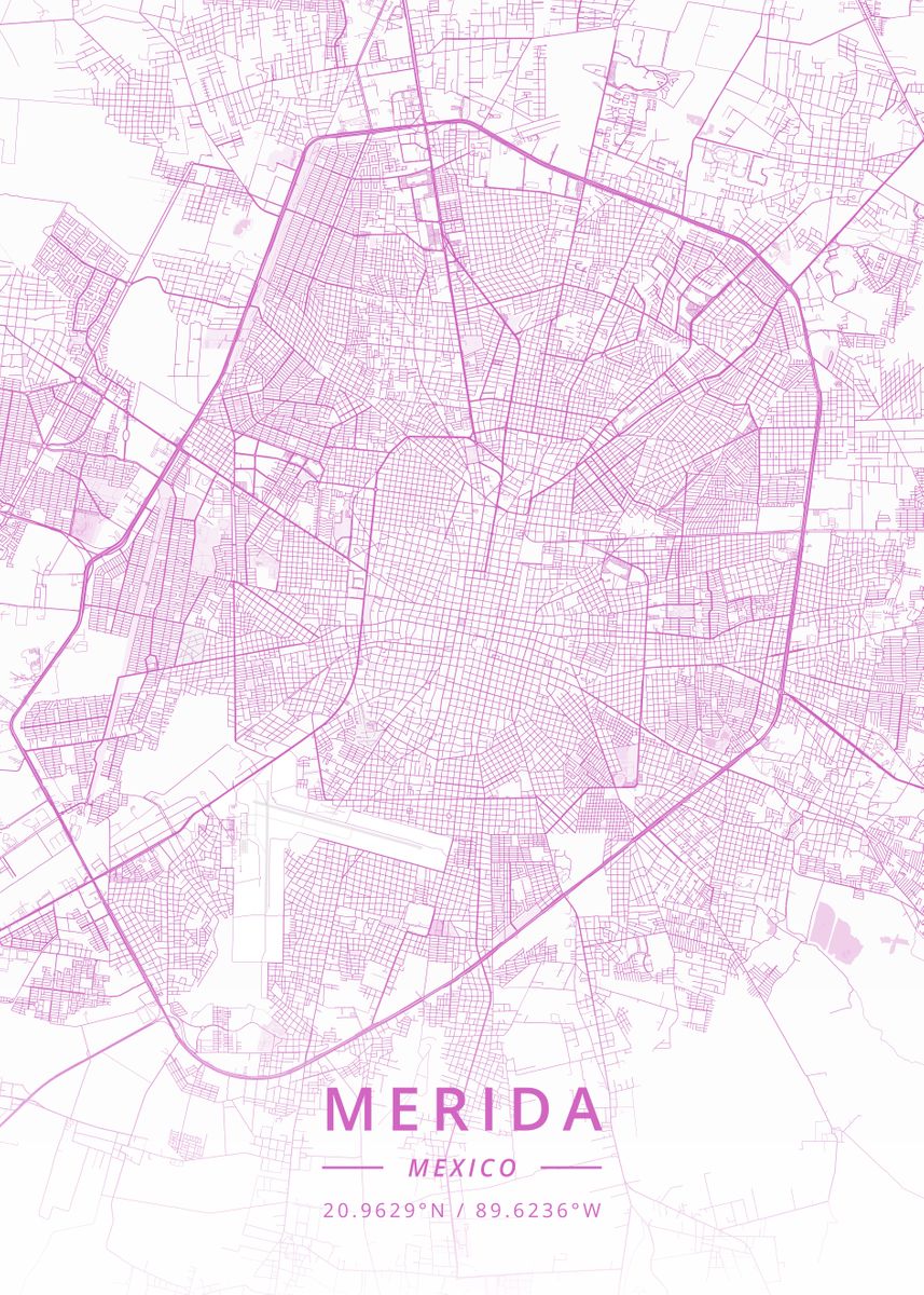 'Merida Mexico' Poster by Designer Map Art | Displate