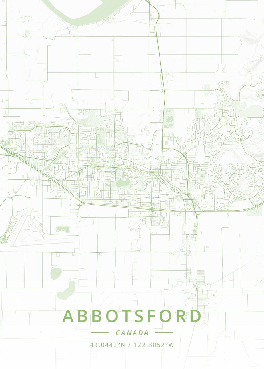 'Abbotsford Canada' Poster, picture, metal print, paint by Designer Map ...
