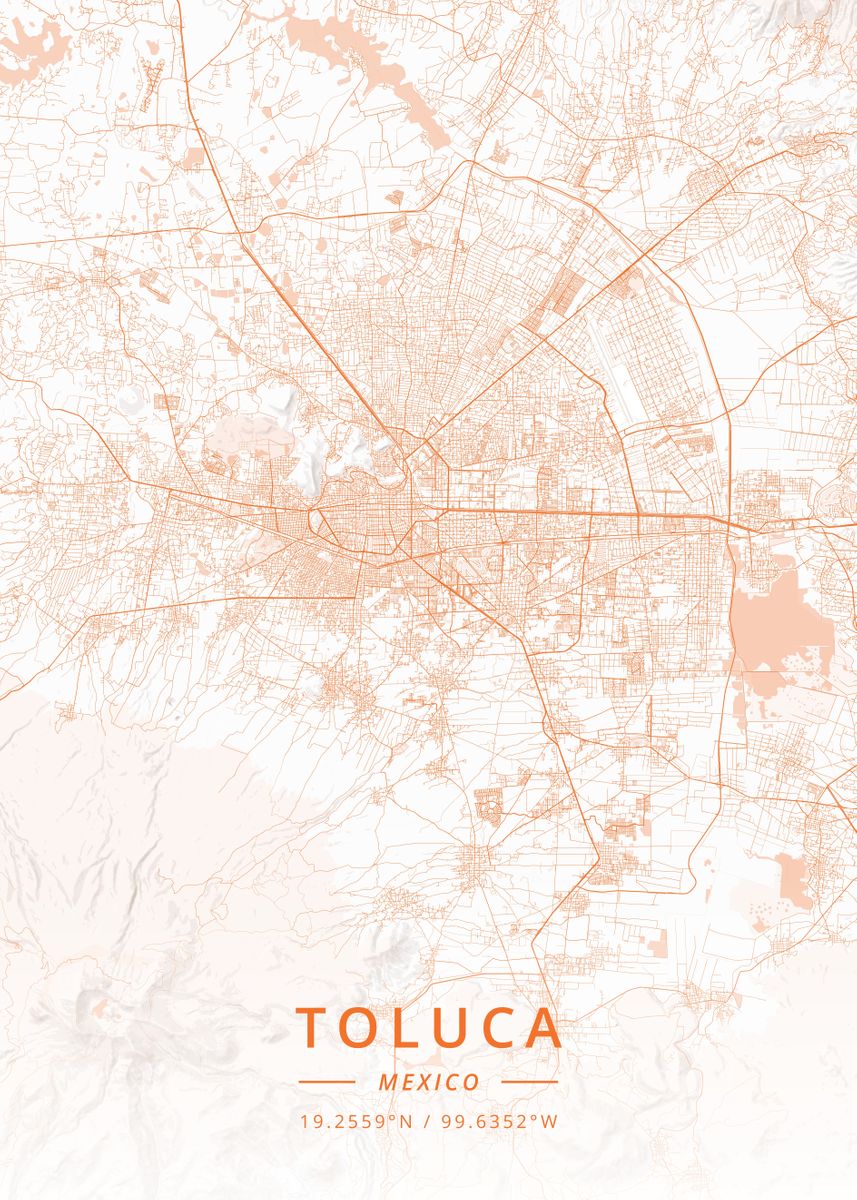 'Toluca Mexico' Poster, picture, metal print, paint by Designer Map Art ...