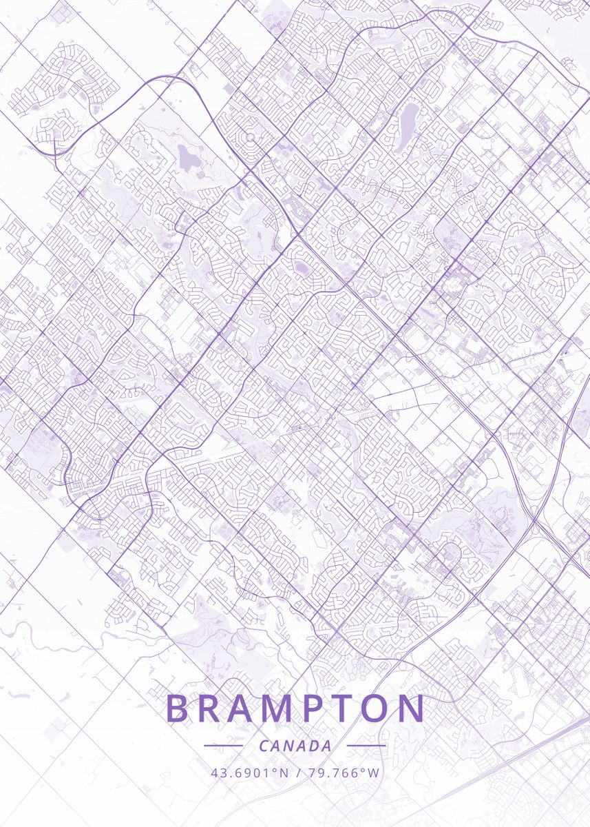'Brampton Canada' Poster, picture, metal print, paint by Designer Map ...