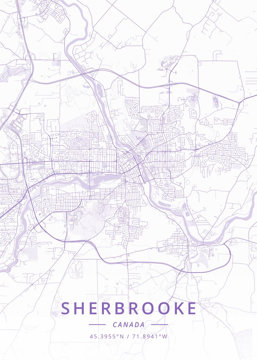 'Sherbrooke Canada' Poster, picture, metal print, paint by Designer Map ...