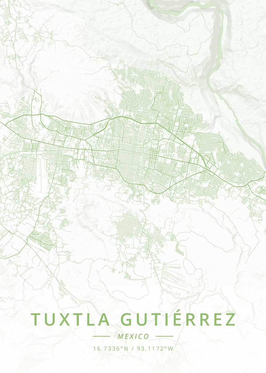 'Tuxtla Gutierrez Mexico' Poster, picture, metal print, paint by ...