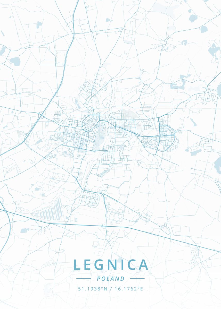 'Legnica Poland' Poster, picture, metal print, paint by Designer Map ...