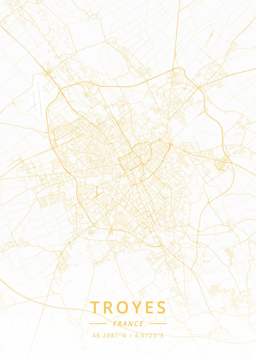 'Troyes France' Poster by Designer Map Art | Displate