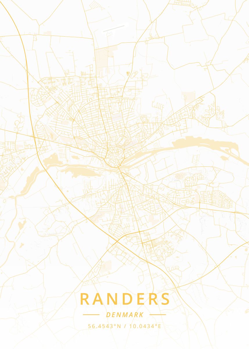 'Randers Denmark' Poster, picture, metal print, paint by Designer Map ...