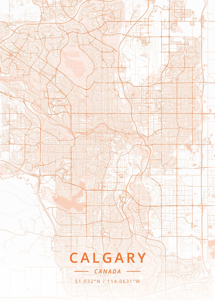 'Calgary Canada' Poster, picture, metal print, paint by Designer Map ...