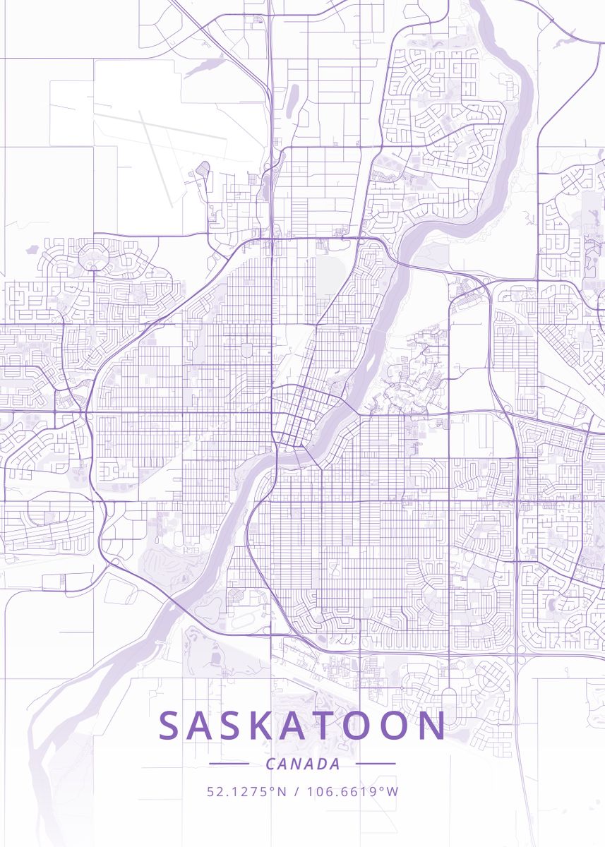 'Saskatoon Canada' Poster, picture, metal print, paint by Designer Map ...