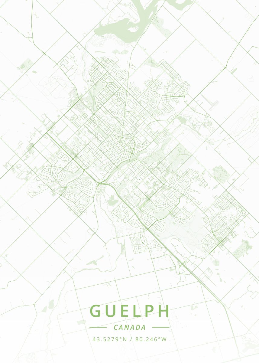 'Guelph Canada' Poster, picture, metal print, paint by Designer Map Art ...