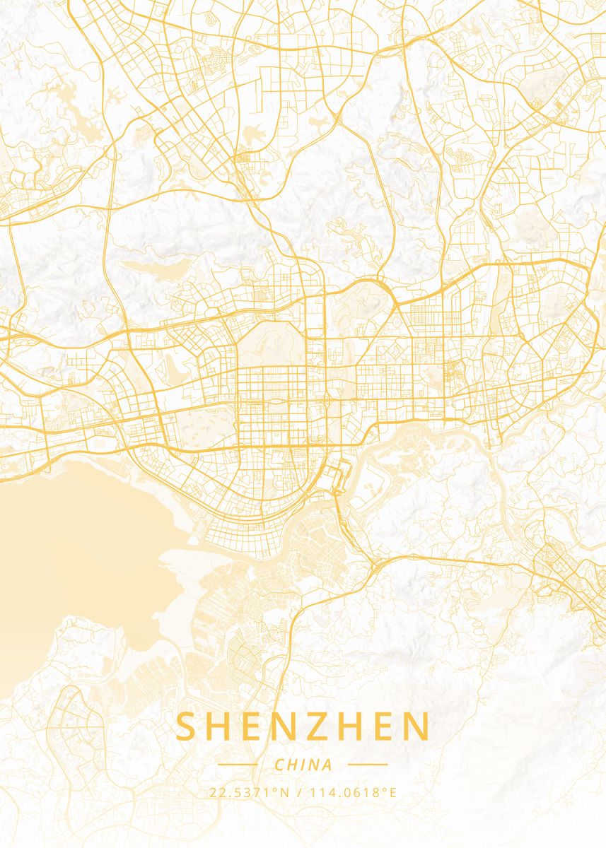 'Shenzhen China' Poster, picture, metal print, paint by Designer Map ...