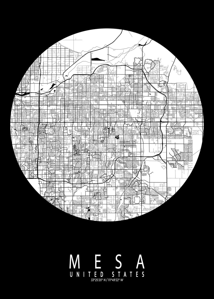 'Mesa City Map Full Moon' Poster by deMAP Studio | Displate