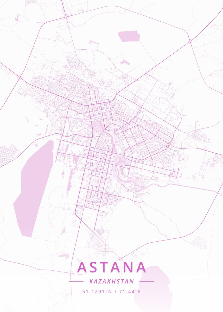 'Astana Kazakhstan' Poster, picture, metal print, paint by Designer Map ...