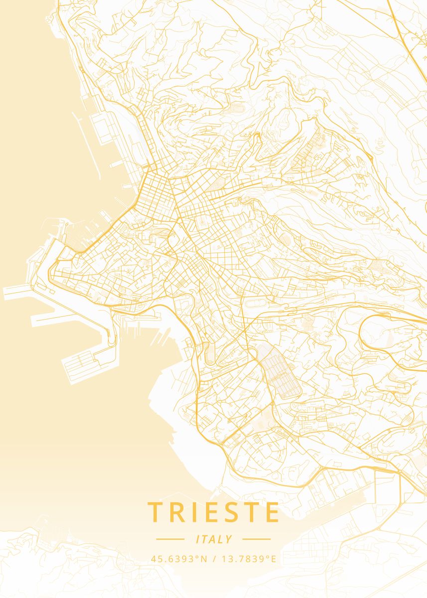 'Trieste Italy' Poster, picture, metal print, paint by Designer Map Art ...