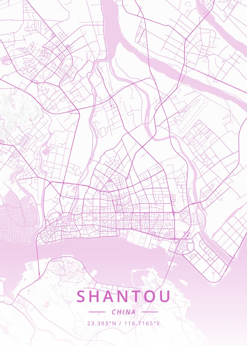 'Shantou China' Poster, picture, metal print, paint by Designer Map Art ...